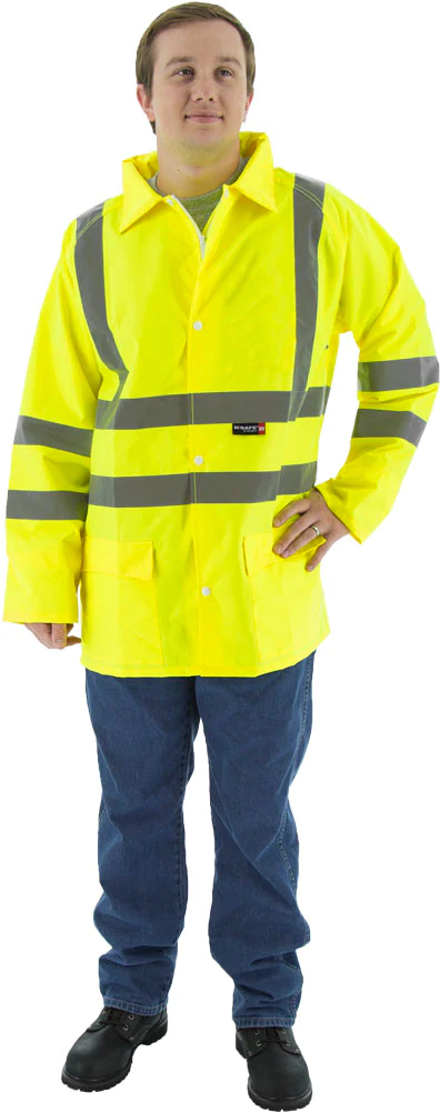 HI-VIZ RAIN JACKET LARGE | Banner Fire Equipment Inc